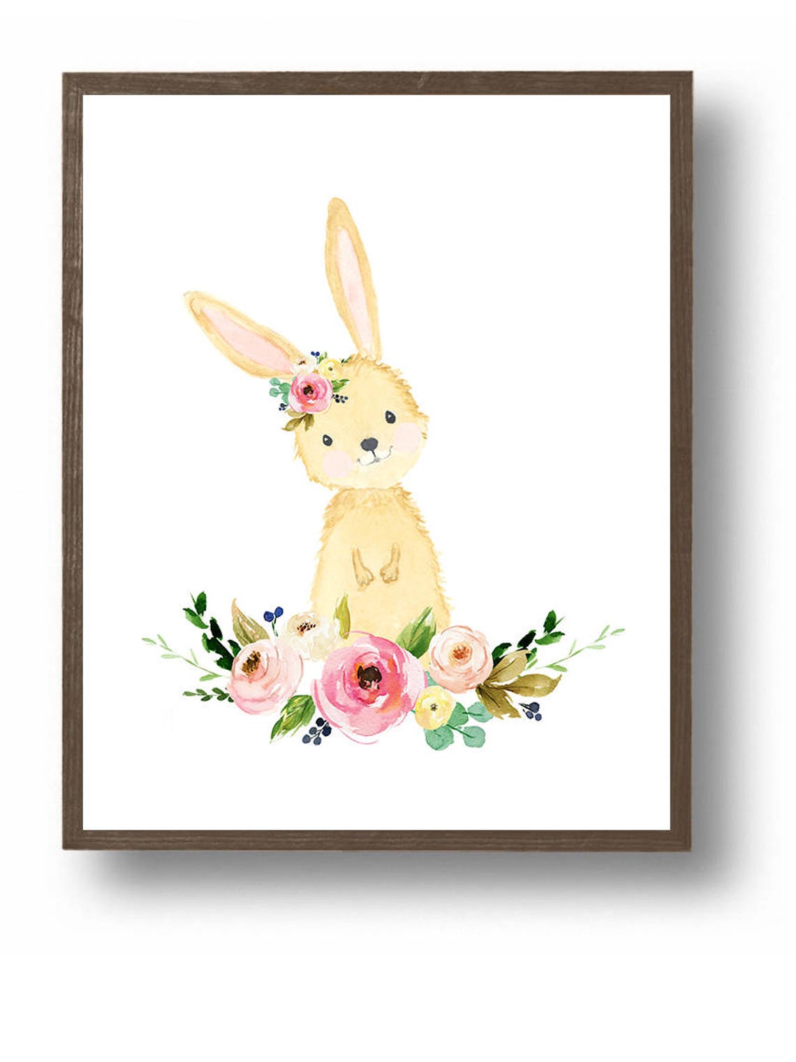 Baby rabbit nursery print little cute bunny woodland | Etsy