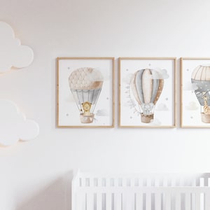 Hot Air Balloon Nursery Wall Art, Safari Nursery Decor, Boy's Nursery ...