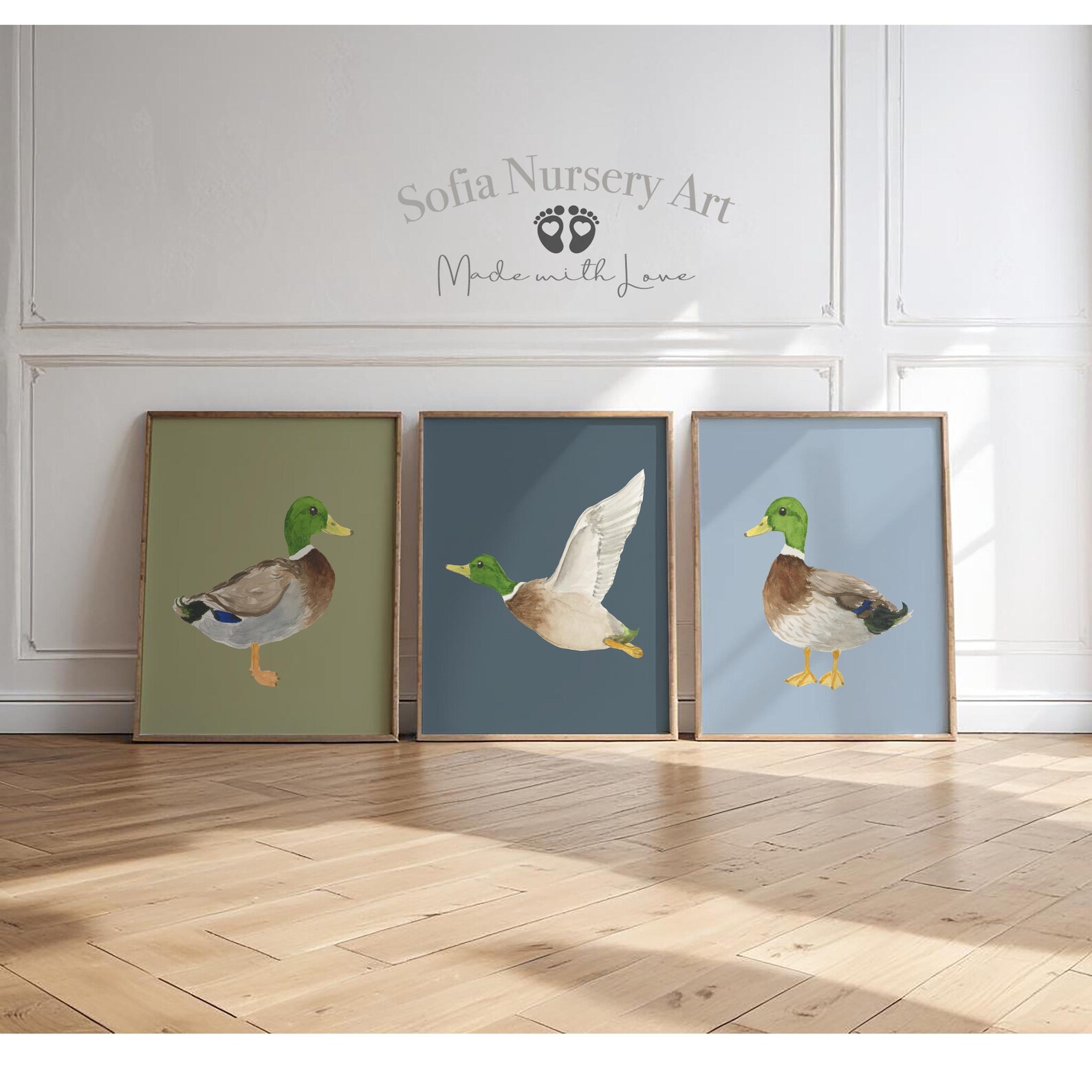 Mallard Duck Nursery Prints, Personalized Mallard Duck Nursery, Duck ...