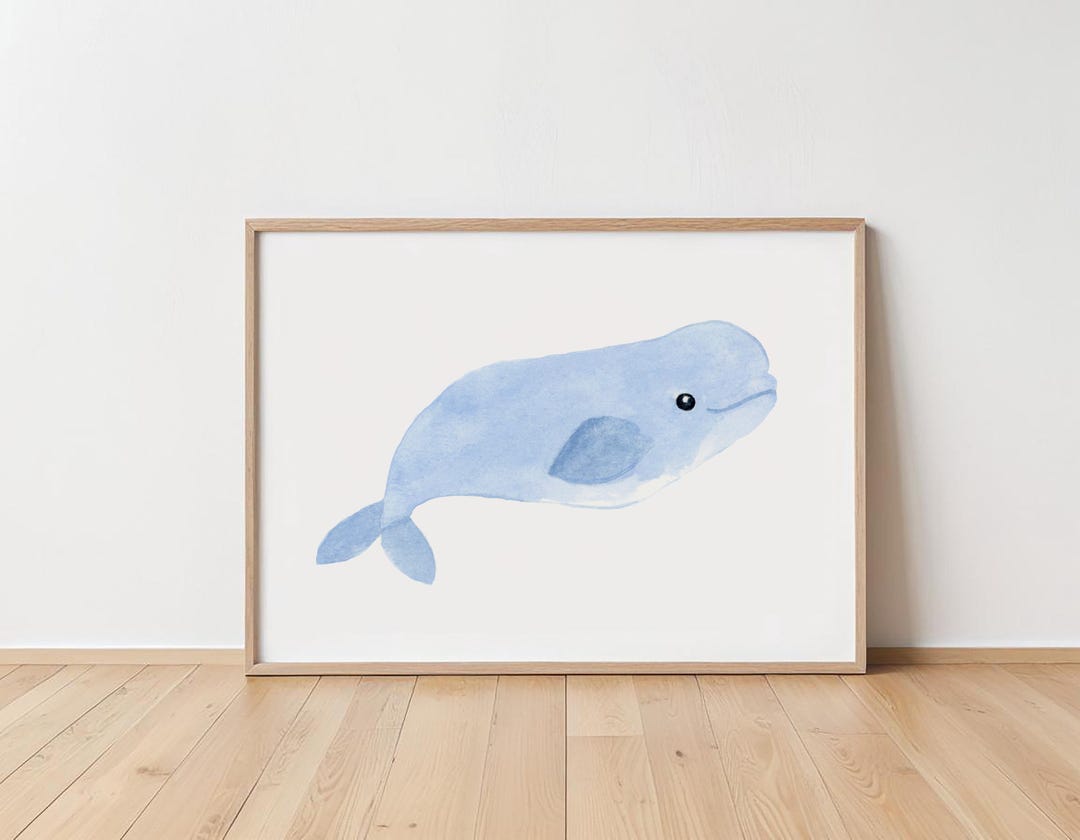 Beluga Whale Art Print, Nautical Nursery Print Set, Ocean Nursery Decor ...