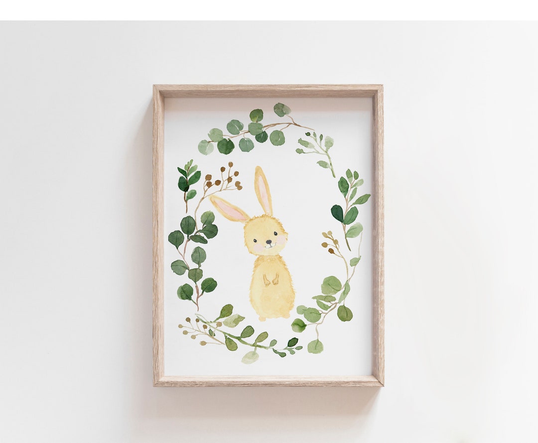 Nursery Rabbit Print, Little Cute Bunny, Woodland Nursery, Nursery ...