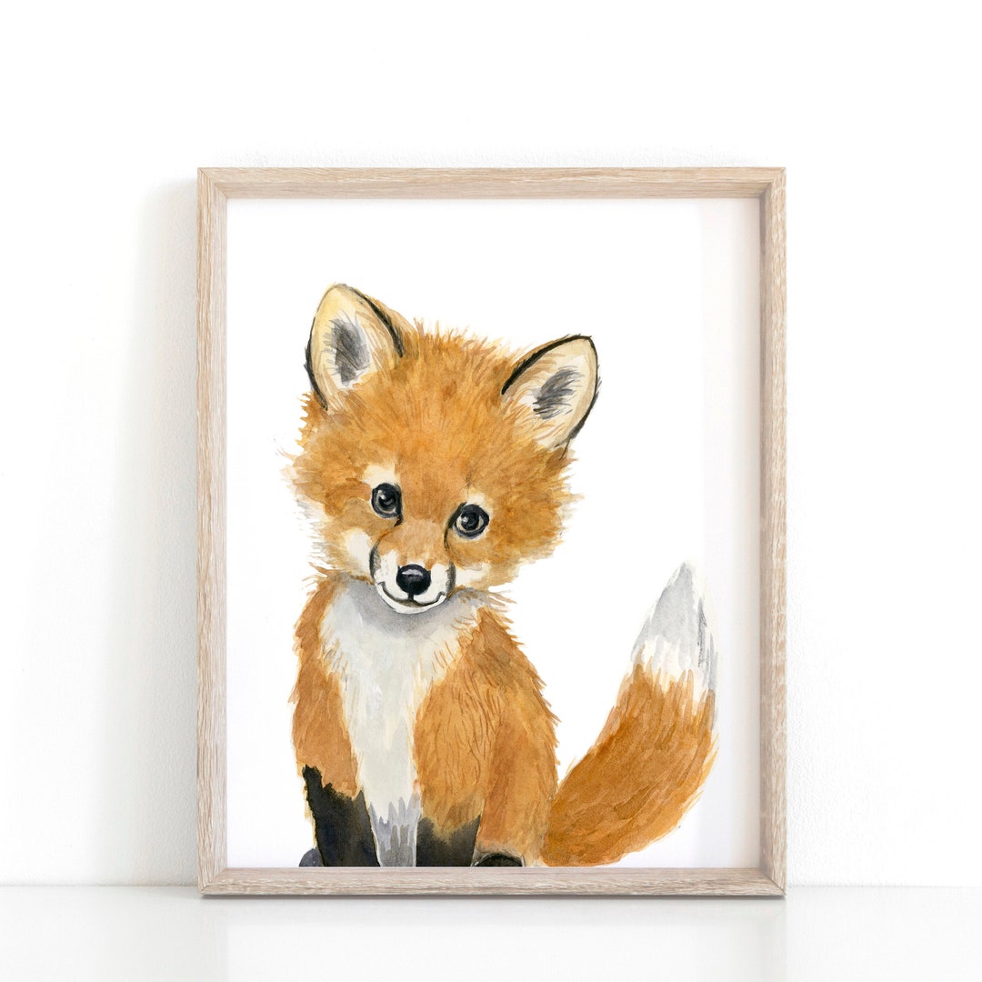 Baby Fox Nursery Print, Neutral Fox Cub, Woodland Nursery, Nursery Art ...