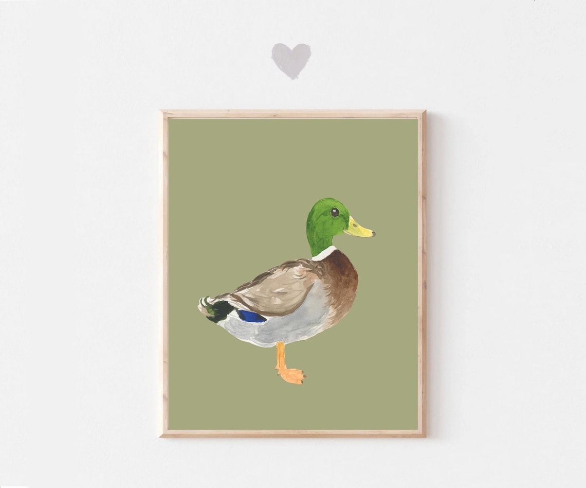 Mallard Duck Nursery Prints, Personalized Mallard Duck Nursery, Duck ...