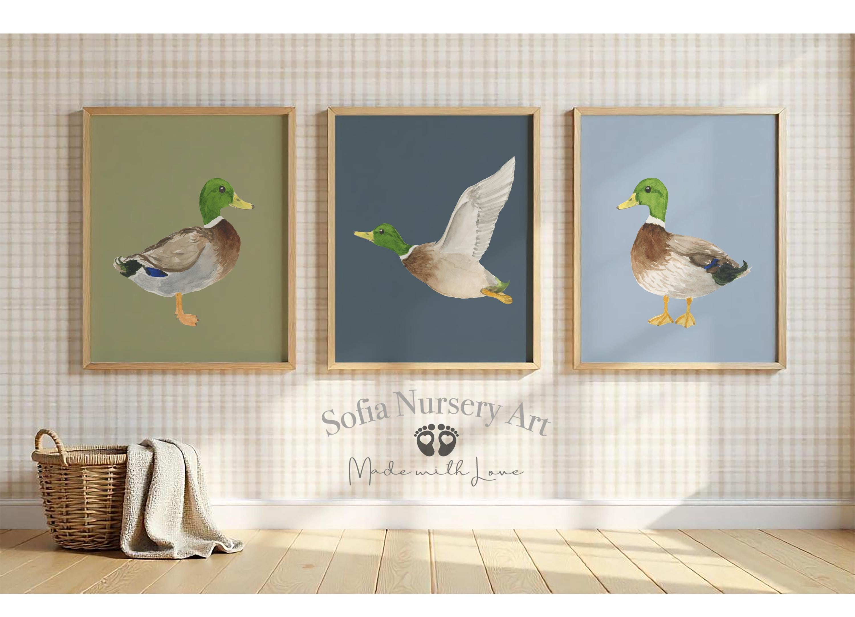 Mallard Duck Nursery Prints, Personalized Mallard Duck Nursery, Duck ...