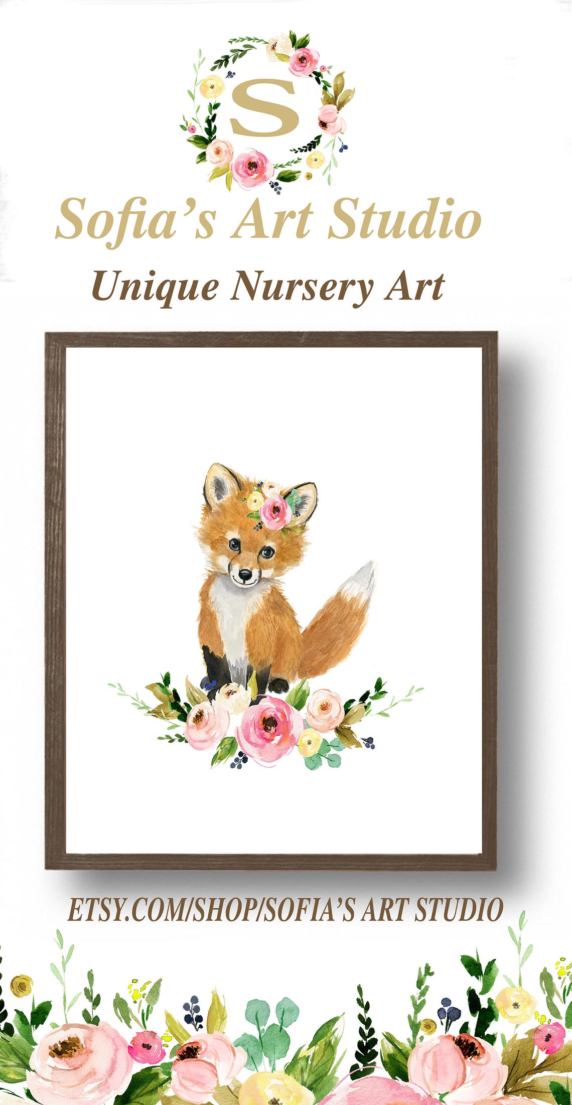 Baby fox nursery print fox cub woodland nursery nursery | Etsy