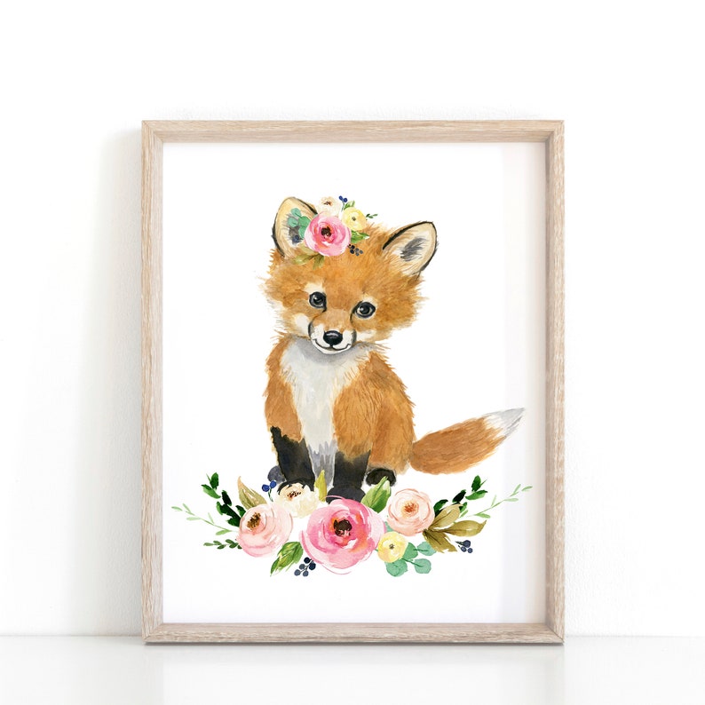 Baby fox nursery print fox cub woodland nursery nursery | Etsy