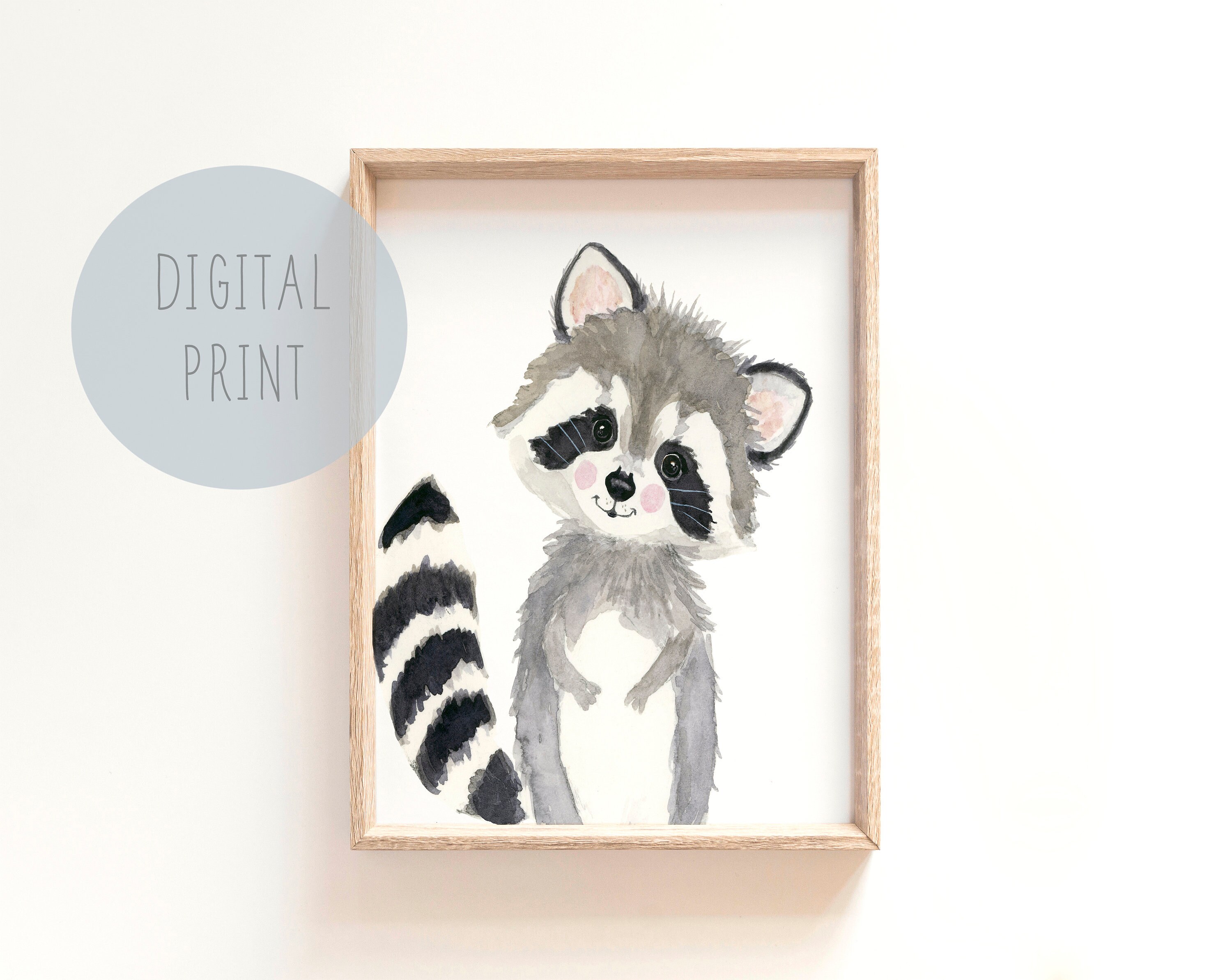 Printable Woodland Nursery Decor, Baby Raccoon Nursery Art, Nursery ...