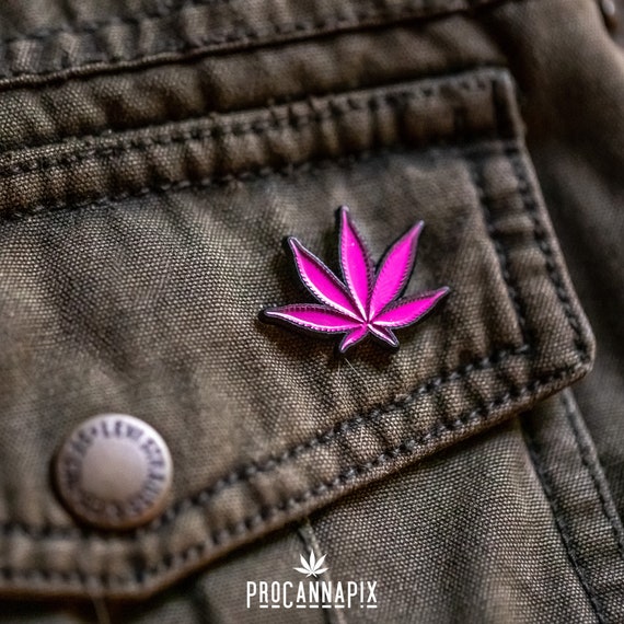 Pink Pot Leaf Lapel Pin Large 1 Inch Size Cannabis | Etsy