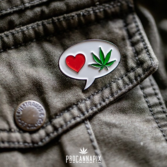I Love Weed / Heart Pot Leaf Speech Bubble Lapel Pin | Etsy