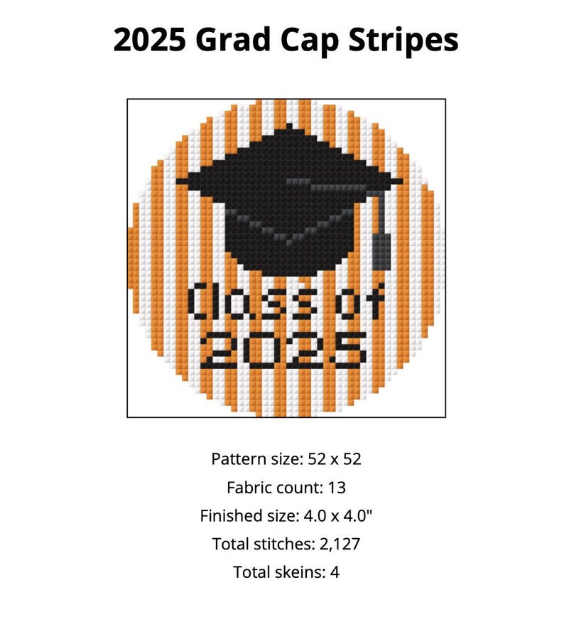 Graduation Cap Needlepoint Pattern - 2025 Grad Gift - Cross Stitch PDF ...