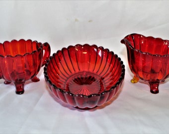 Red Depression Glass - Etsy