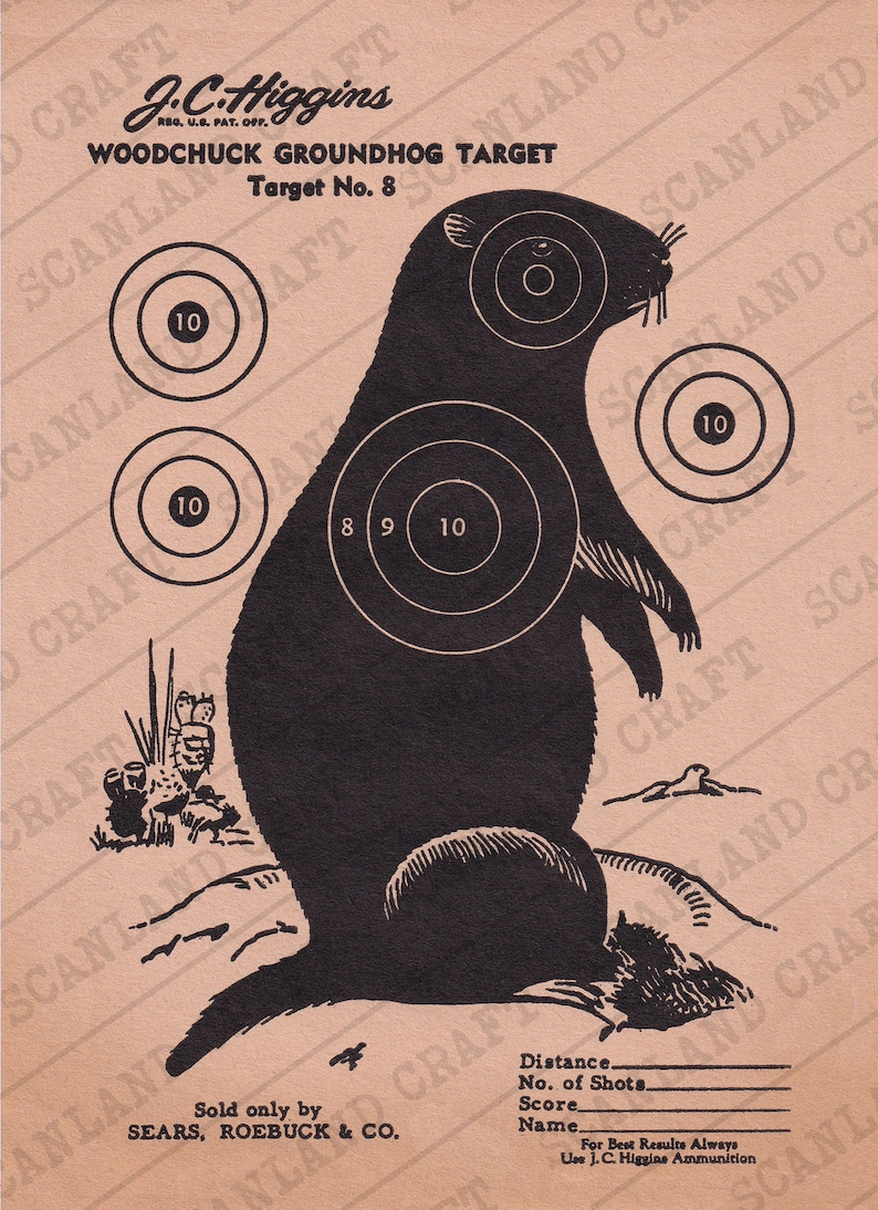 Groundhog Target, Vintage Woodchuck Target, Printable Vintage Target ...