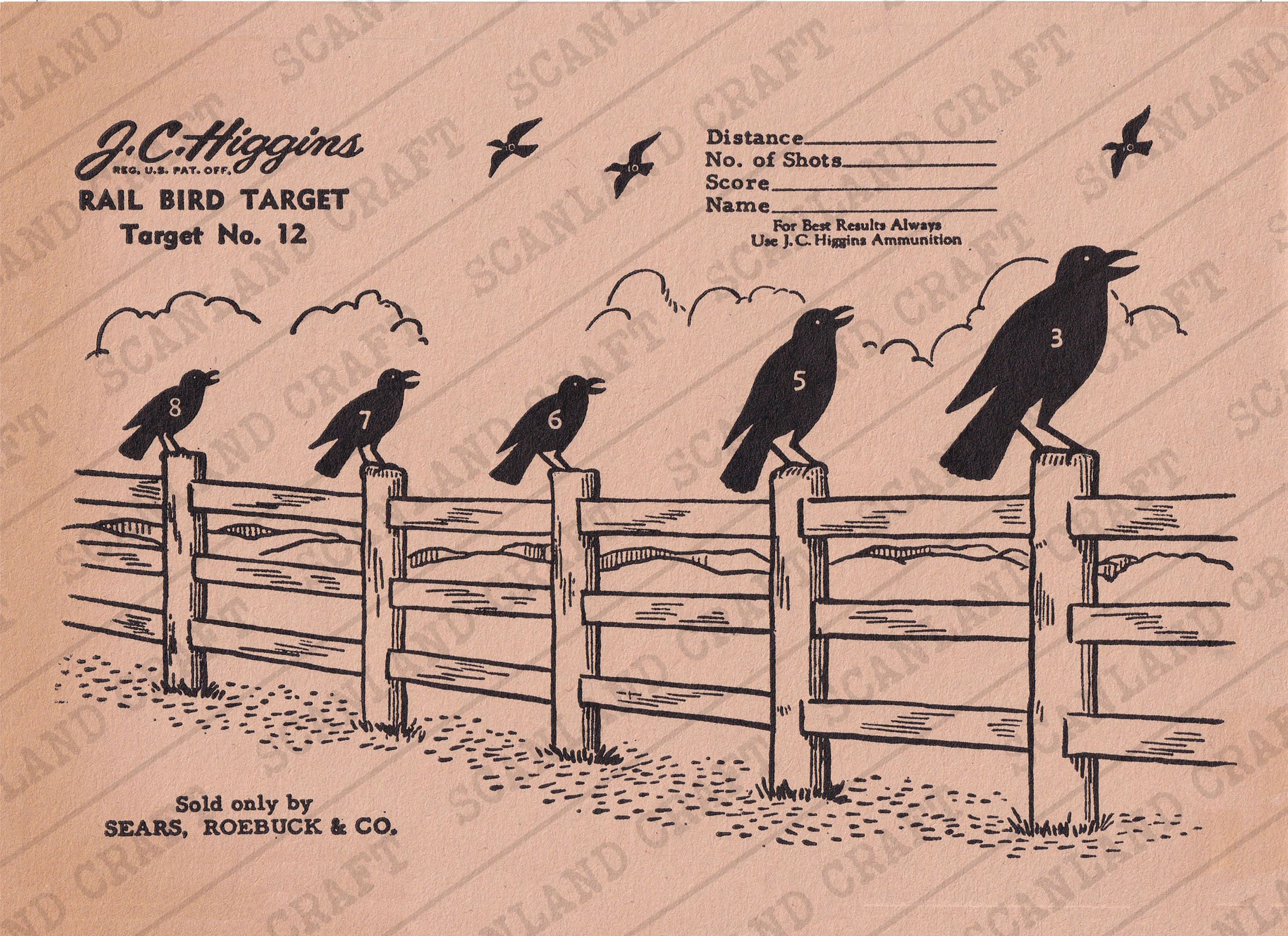 Rail Bird Target, Digital Vintage Crow Target, Printable Vintage Target ...