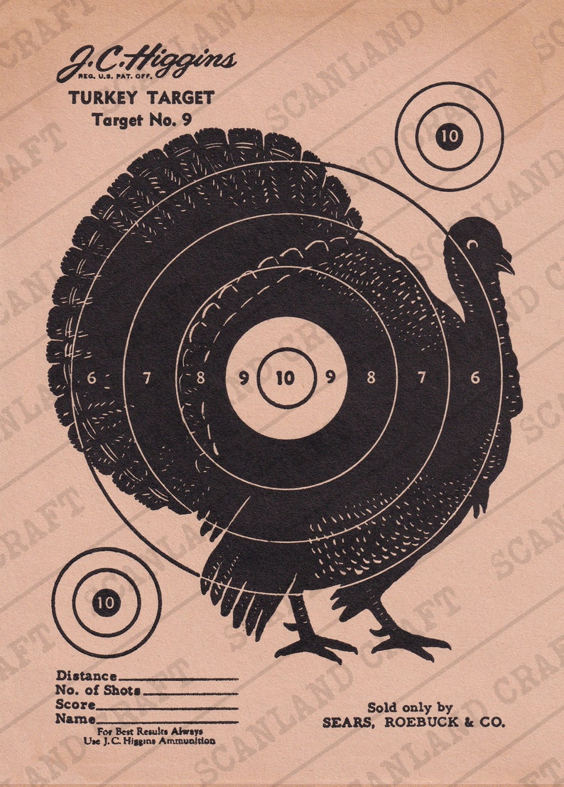 Turkey Target, Digital Vintage Turkey Target, Printable Vintage Target ...