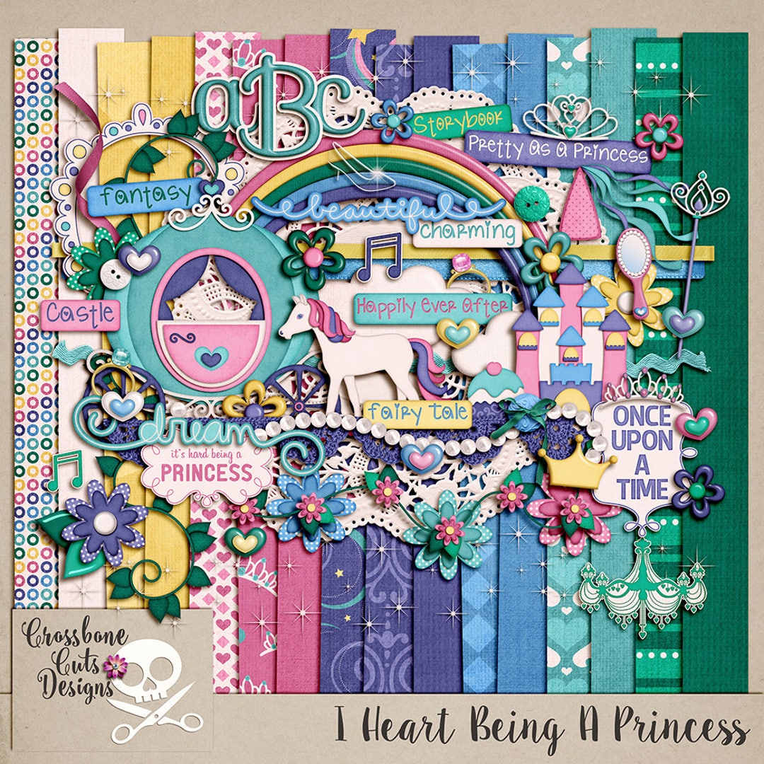 I Heart Being A Princess - BUNDLE! - Digital Scrapbooking Kit - Etsy