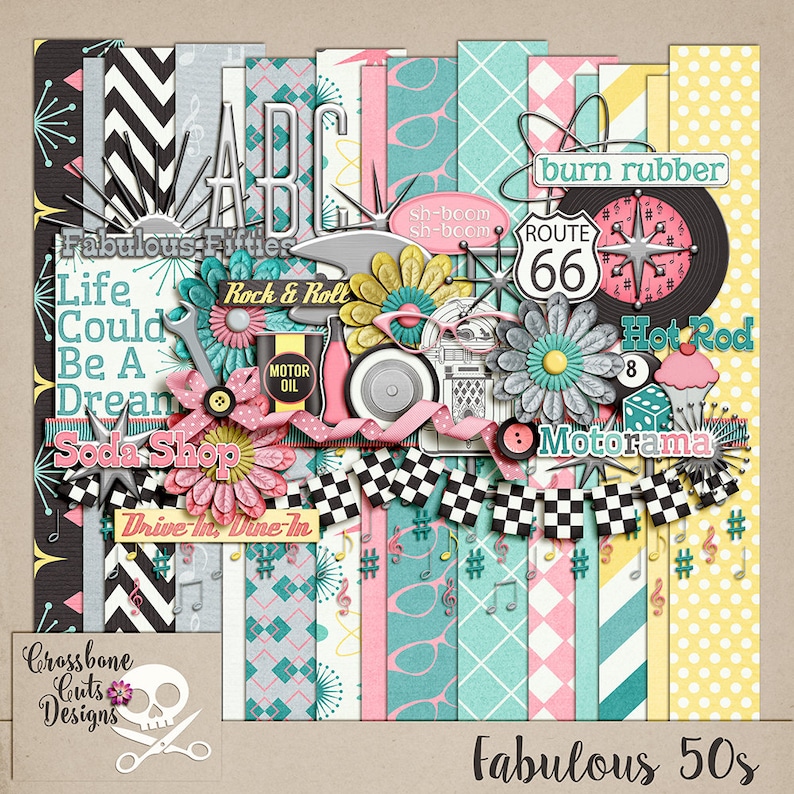 Fabulous 50s - Digital Scrapbooking Kit - Etsy