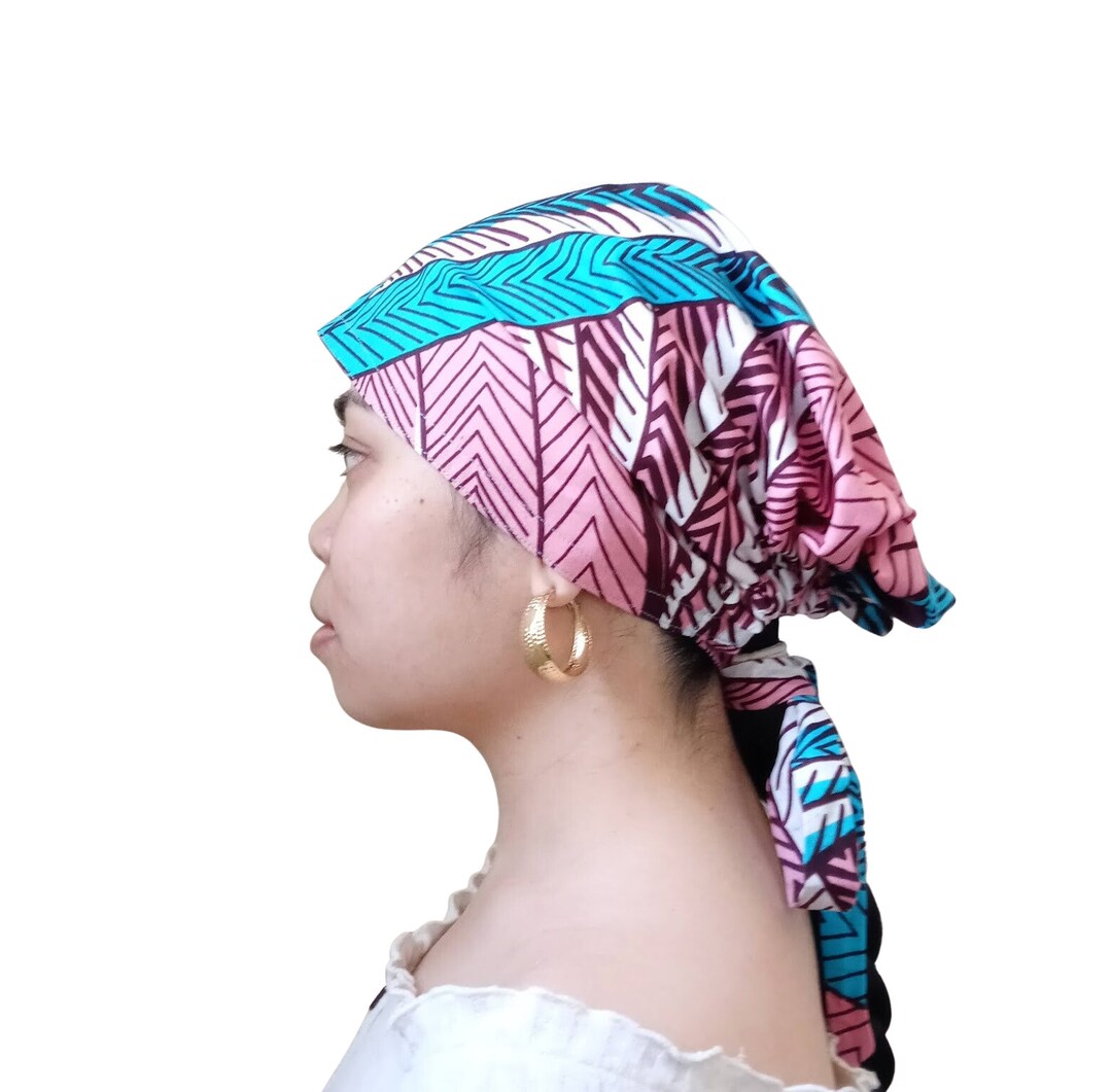 African Print Head Wrap Fully Lined Nurses Scrub Scarf Hair Cover ...