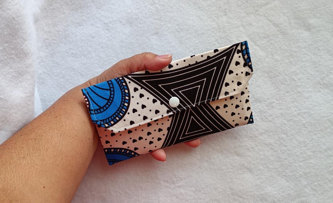African Fabric Wallet, Kitenge, Coins Zipper Pocket, Big Pocket, Paper ...