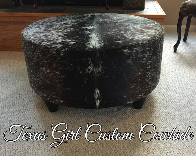 Custom Build Round Cowhide Ottoman | Etsy