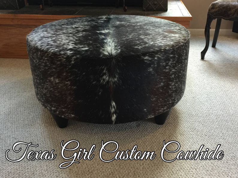 Custom Build Round Cowhide Ottoman - Etsy