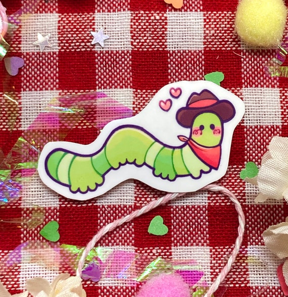 Cowboy Worm Sticker Cute Worm Decal - Etsy