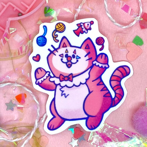 Clown Cat Sticker - Etsy