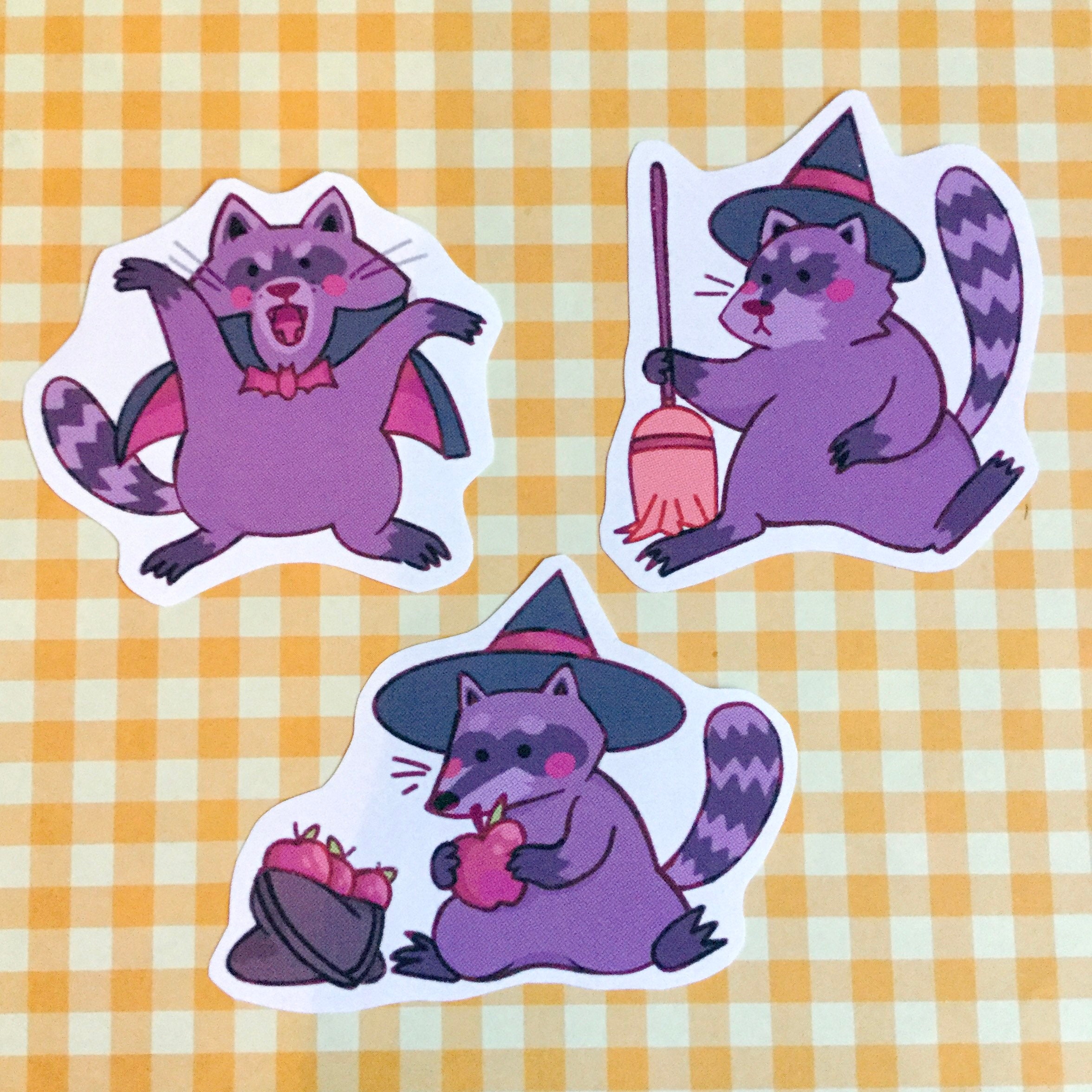 Spooky raccoon stickers cute halloween themed decals | Etsy