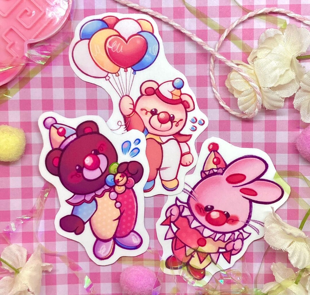 Clown Animal Stickers! Cute Circus Bear Decals - Etsy