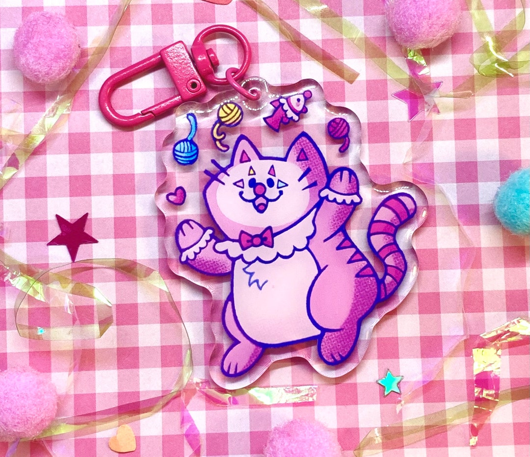 Juggling Clown Cat Keychain! - Etsy
