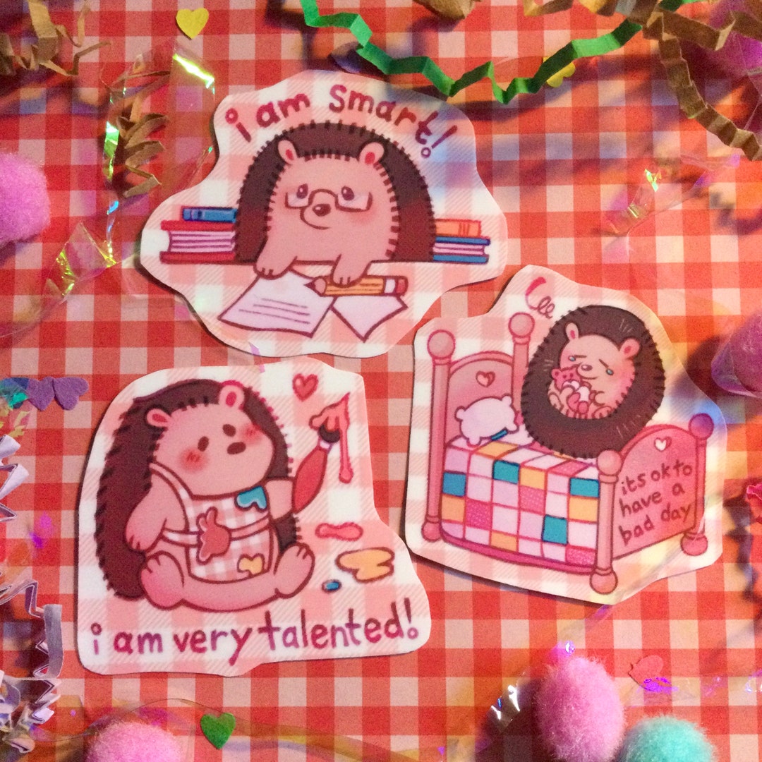 Affirmation Hedgehog Stickers! Cute Hedgehog Decal - Etsy