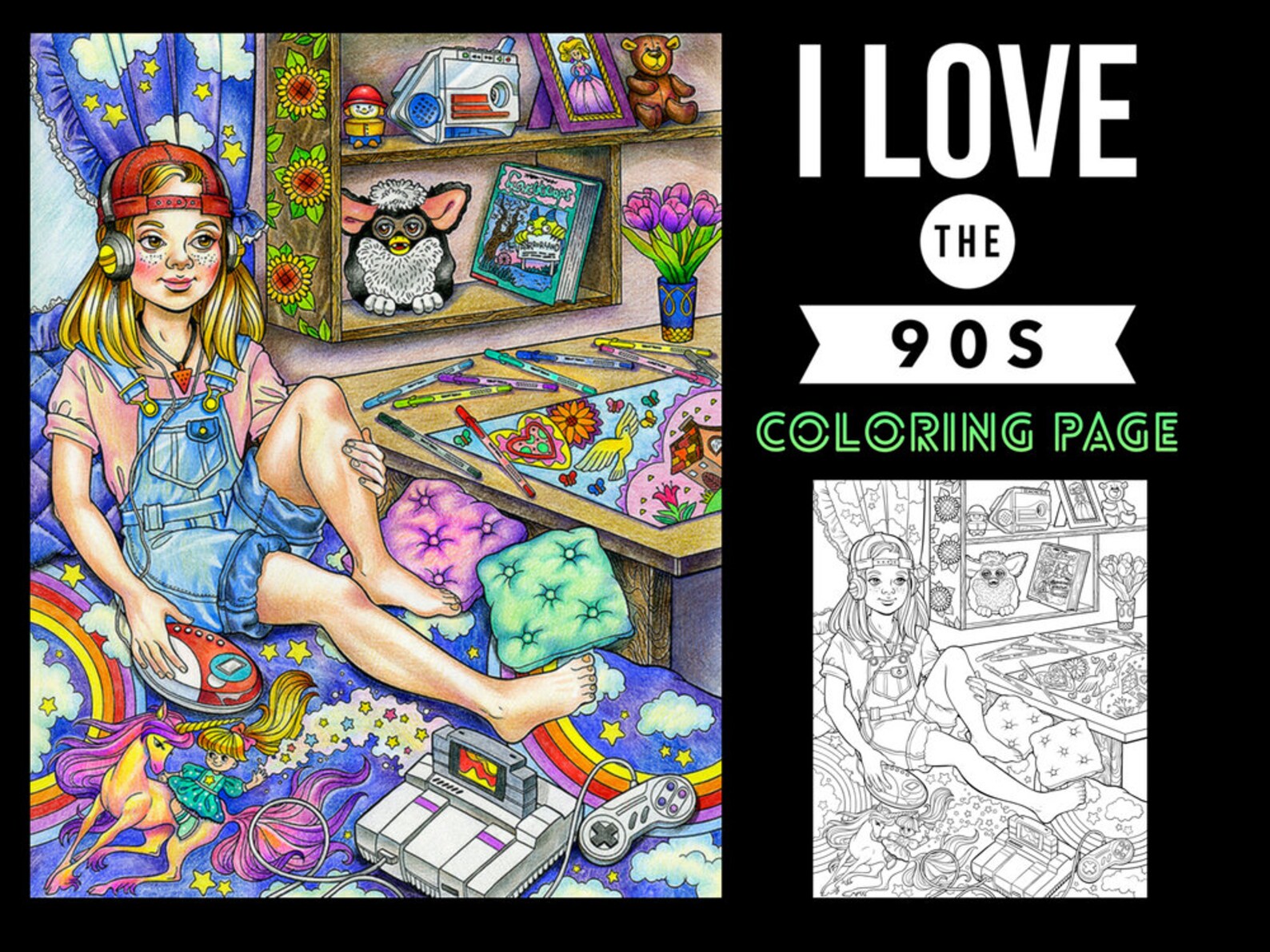 Coloring Page 1990s Coloring Book Printable Coloring Page - Etsy