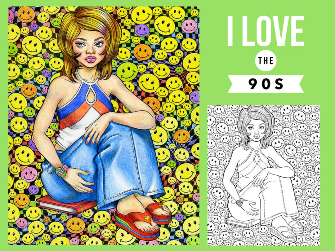 Coloring Page 1990s Coloring Book Printable Coloring Page - Etsy