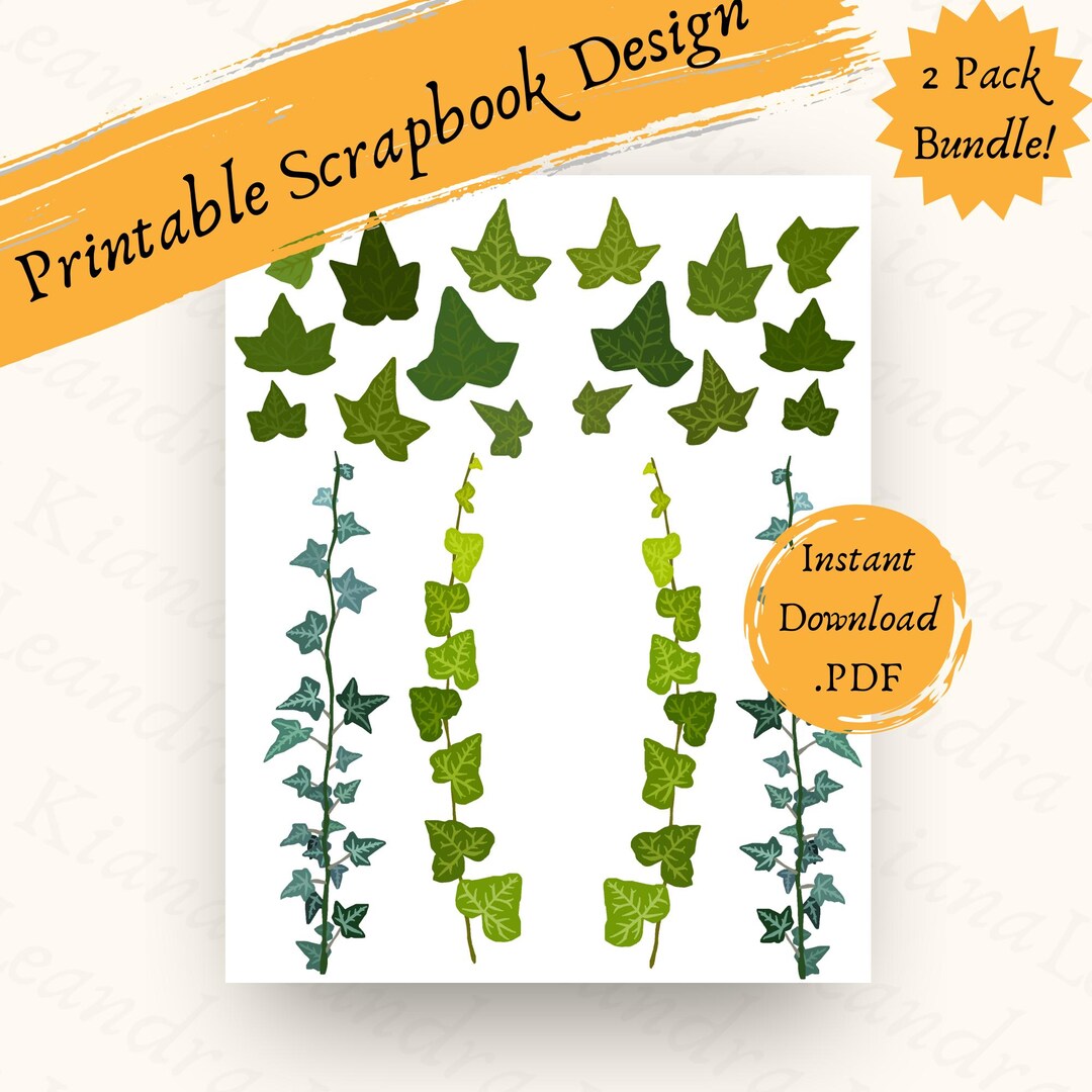 Ivy Leaves Printable - Paper Cutout for Scrapbook Junk Journals and ...