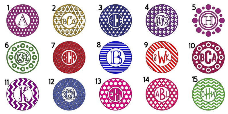 Circle Monogram Decals/circle Monogram Car Decals/circle | Etsy