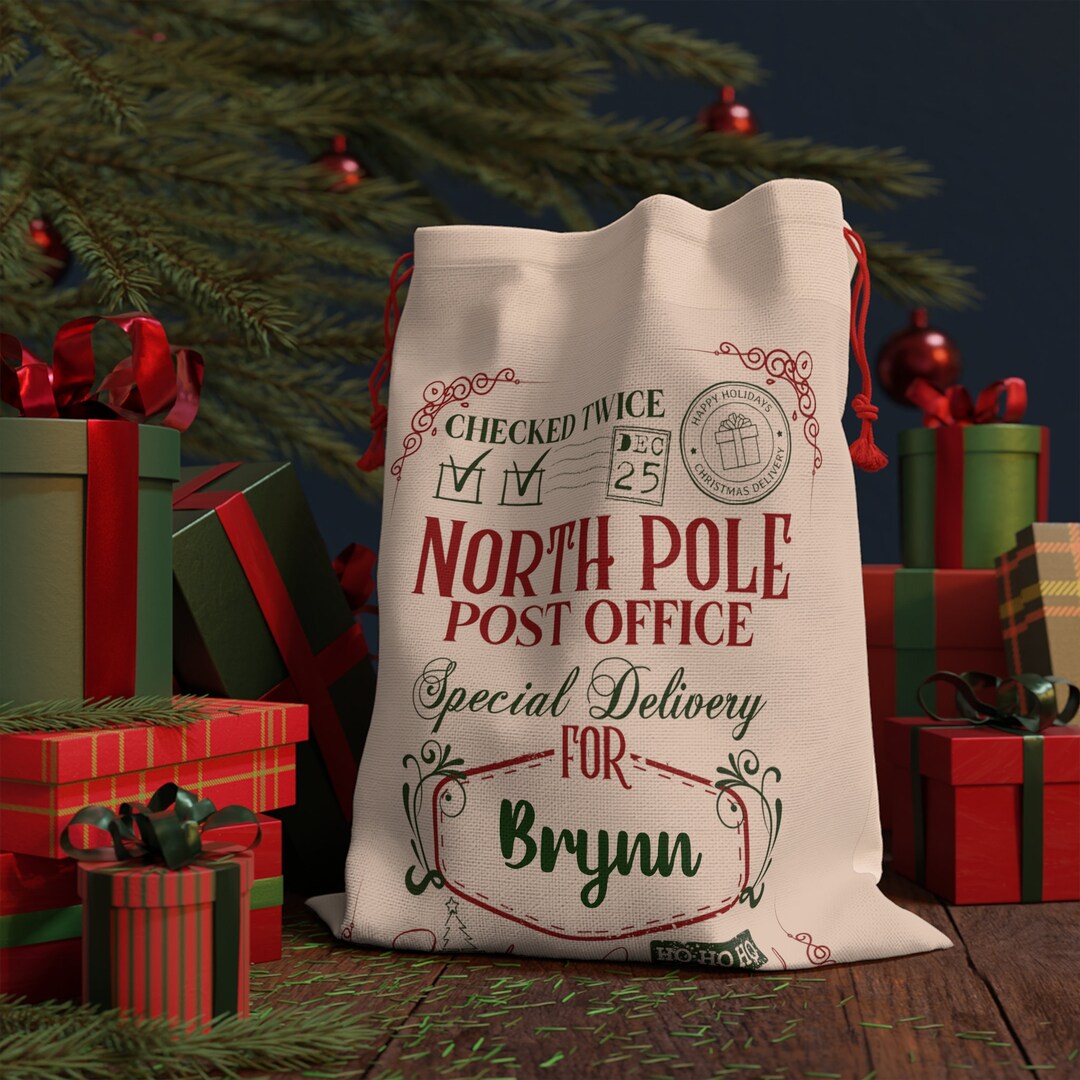 North Pole Post Office Santa Sack |santa Present Sack| North Pole Post ...