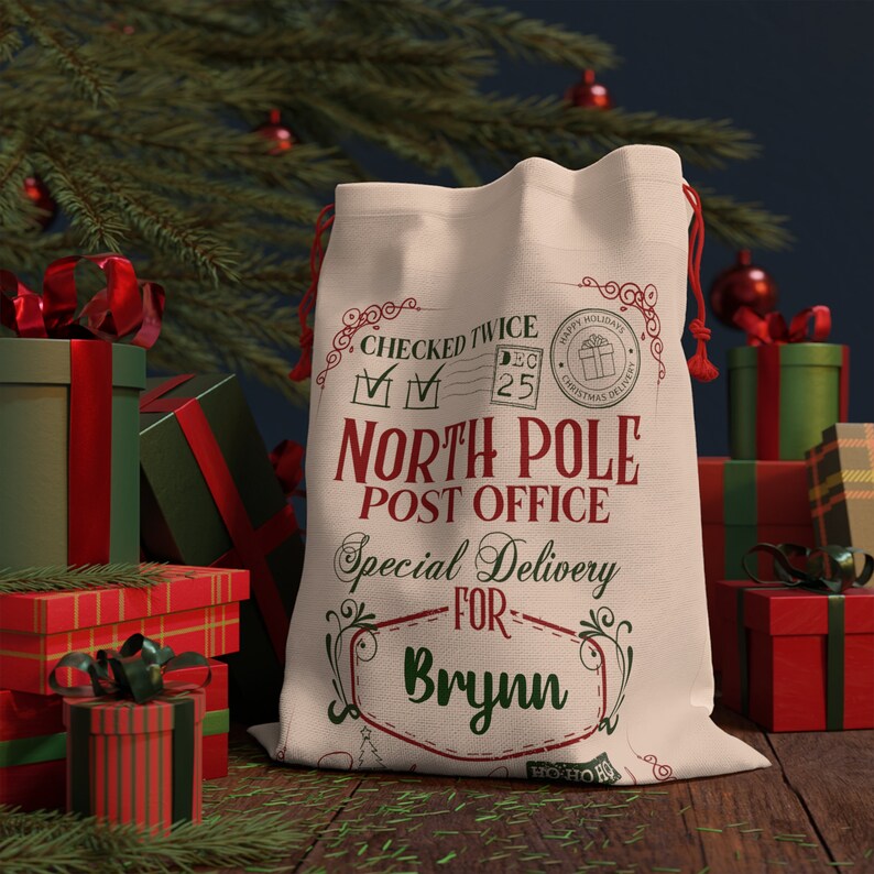 North Pole Post Office Santa Sack |santa Present Sack| North Pole Post ...