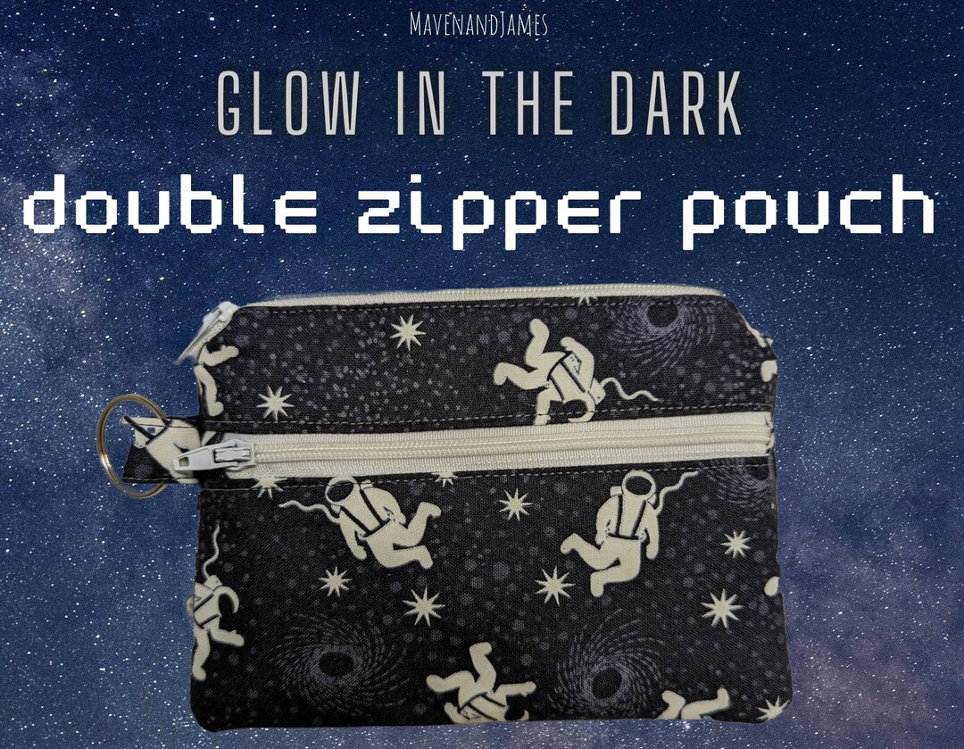 Astronaut Glow in the Dark Double Zipper Pouch, Double Zipper Coin ...