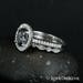 Halo Diamond Natural Grey Spinel Ring - Hand Milgrain Wedding Band ...