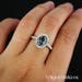 Halo Diamond Gray Spinel Engagement Ring - Oval Cut Grey Spinel - Half ...