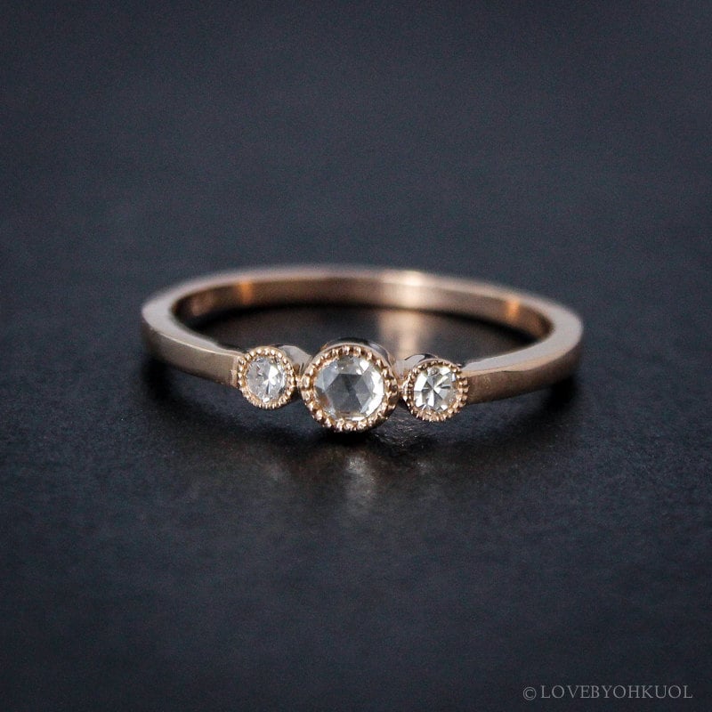 Rose Gold Diamond Ring - Etsy