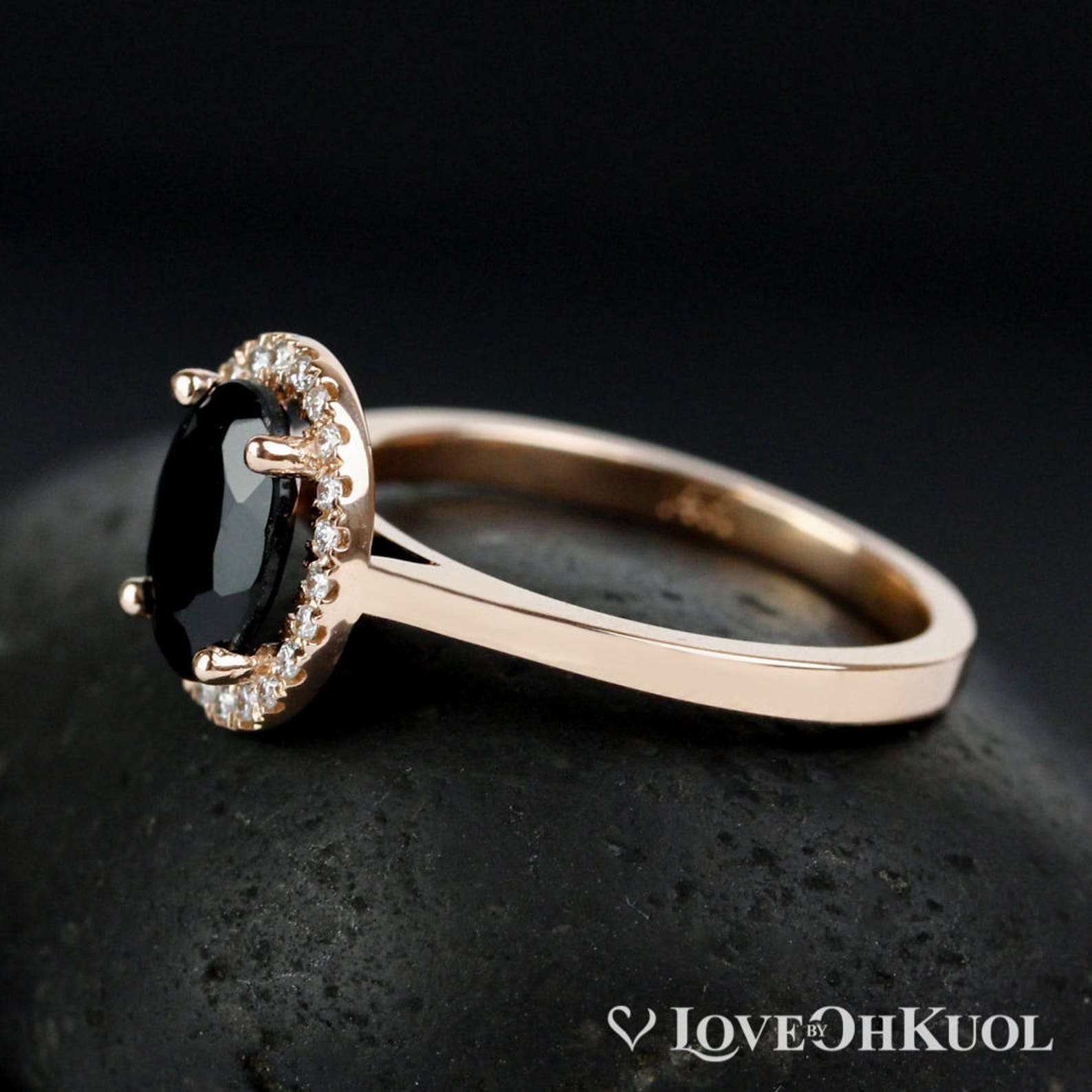 Black Tourmaline Engagement Ring