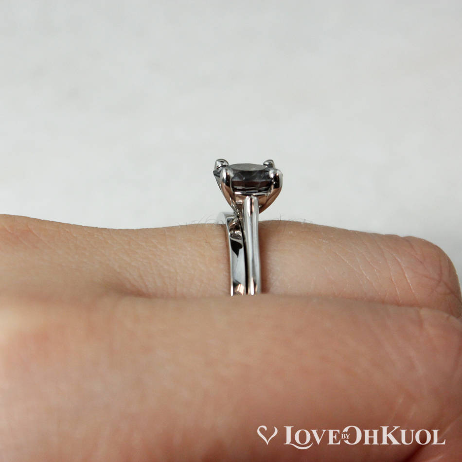 Smokey Grey Spinel Ring Grey Spinel Engagement Ring Flat - Etsy