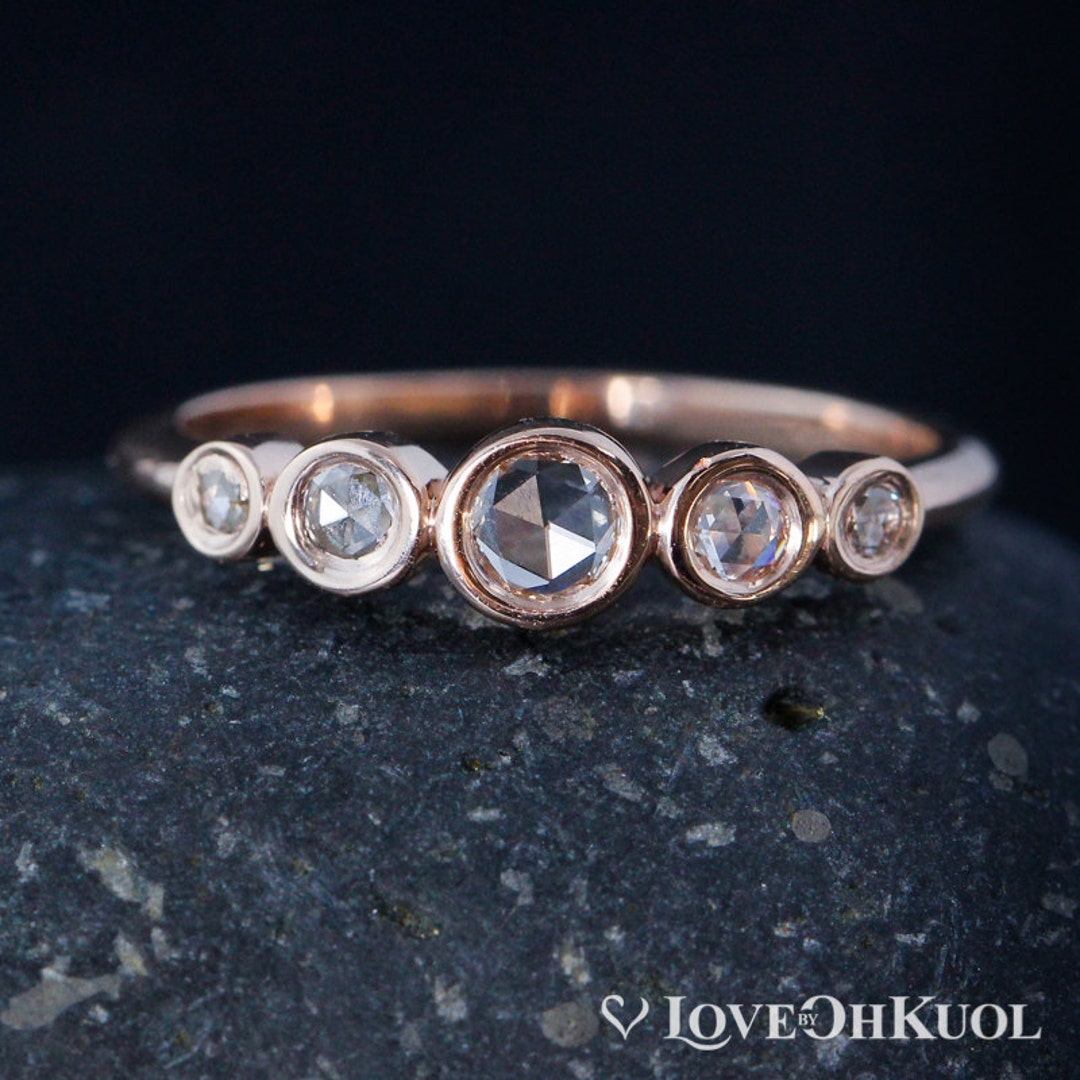 Rose Cut Diamond Ring - Round Diamonds - Anniversary Wedding Band - Etsy
