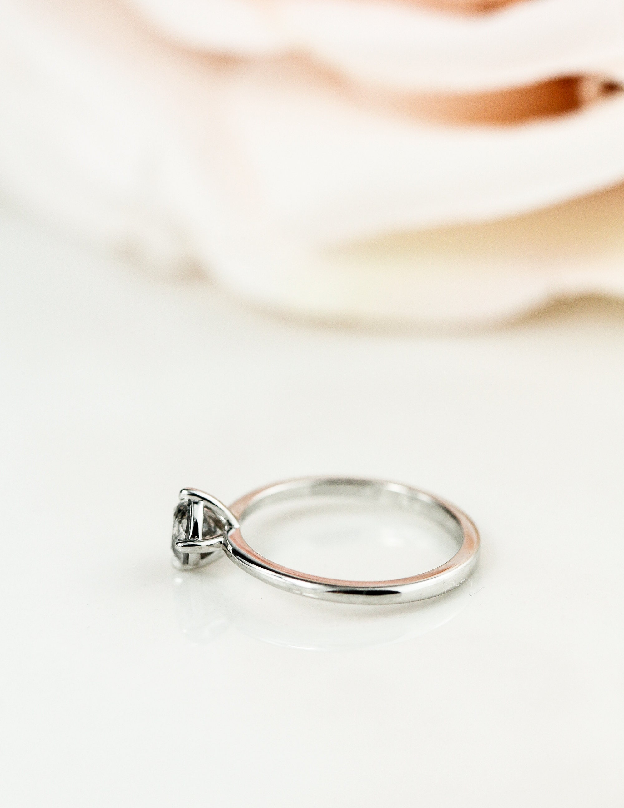 White Gold Round Brilliant Cut Grey Diamond Engagement Ring | Etsy