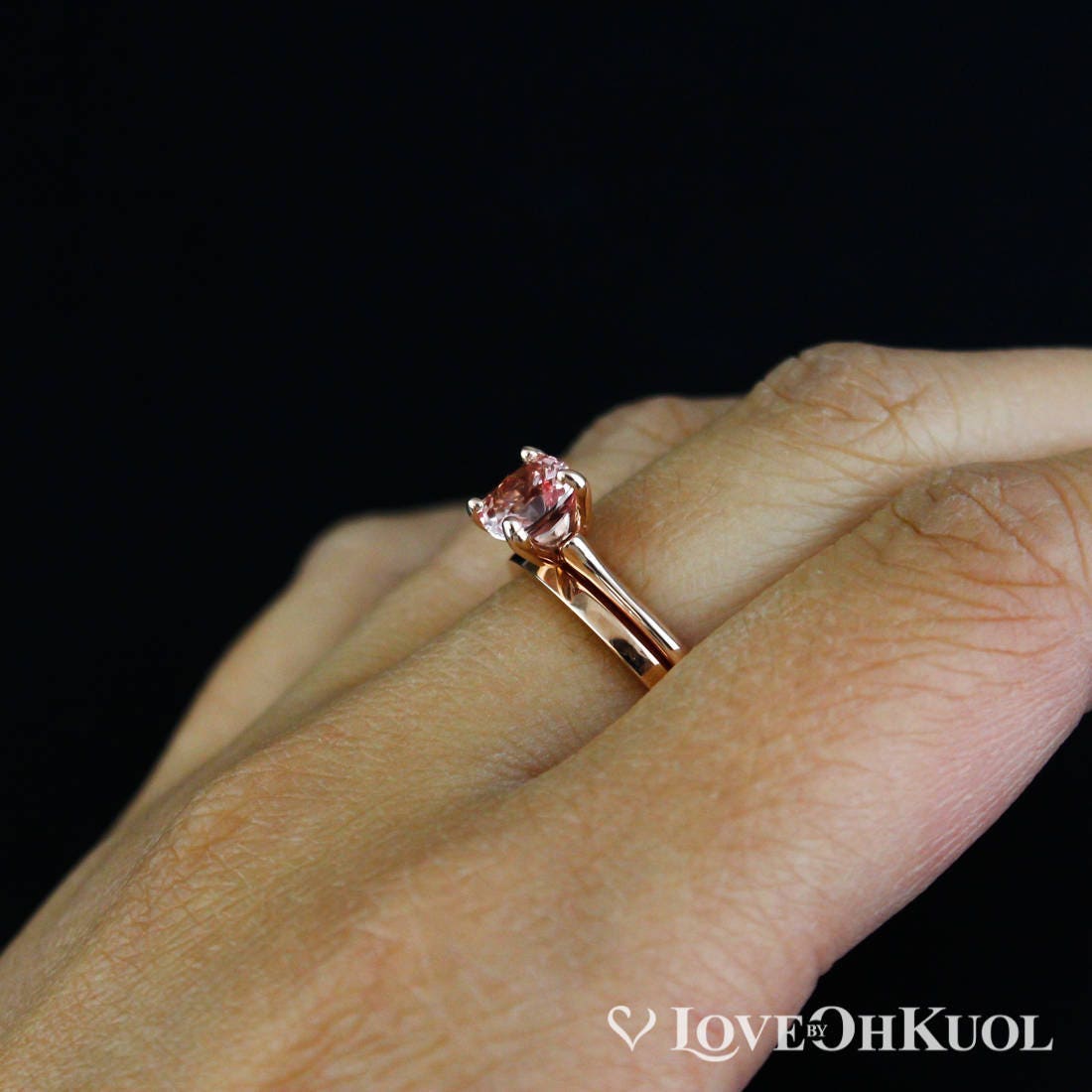 Rose Gold Peach Sapphire Engagement Ring Lab Created Peach | Etsy