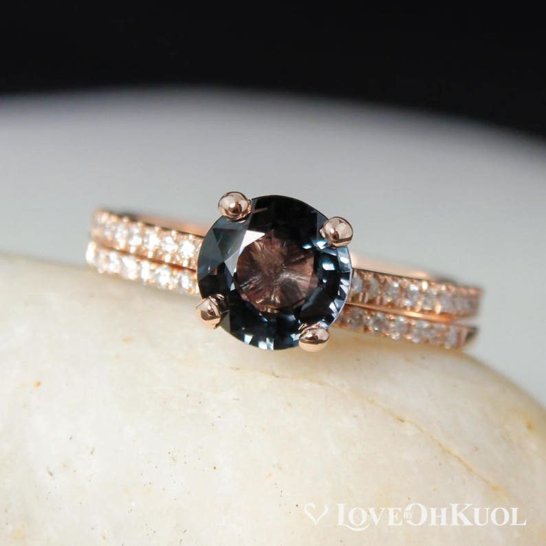 Rose Gold Round Grey Spinel Engagement Ring 1/2 Eternity - Etsy Canada