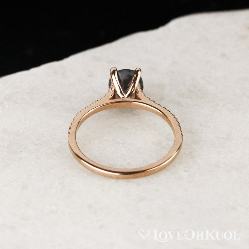 Rose Gold Oval Grey Spinel Ring Spinel Engagement Ring | Etsy