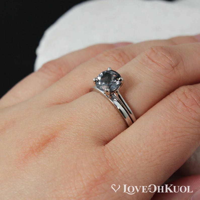 Smokey Grey Spinel Ring Grey Spinel Engagement Ring Flat - Etsy