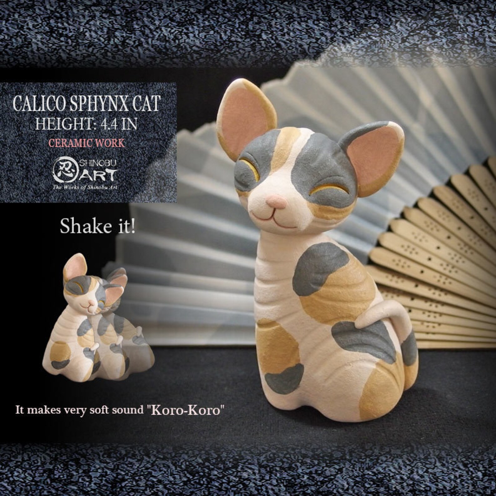 Ceramic Calico Sphynx Cat Height:4.4in Ceramic Figural | Etsy