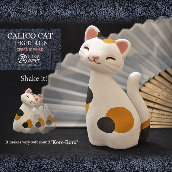 Ceramic Calico Cat height:4.1in Ceramic Figural Bell | Etsy